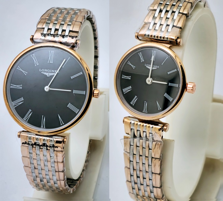 Longines Elegance La Grande Black Dual Tone Couple Watch