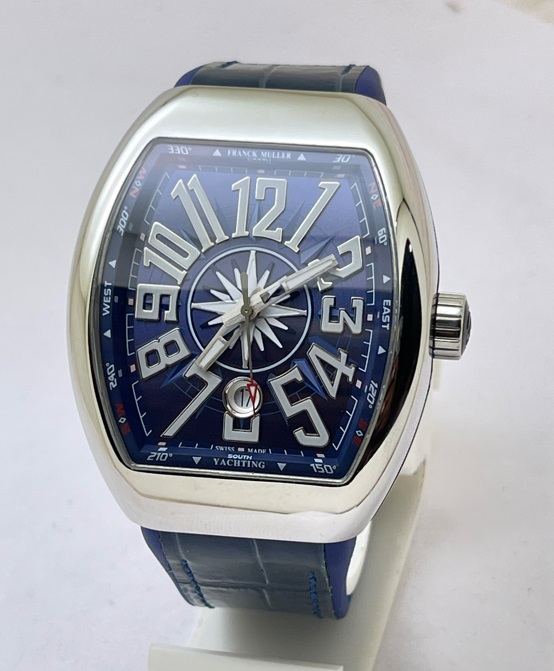 Franck Muller Vanguard Yachting Steel Blue Leather Strap Swiss ETA ...